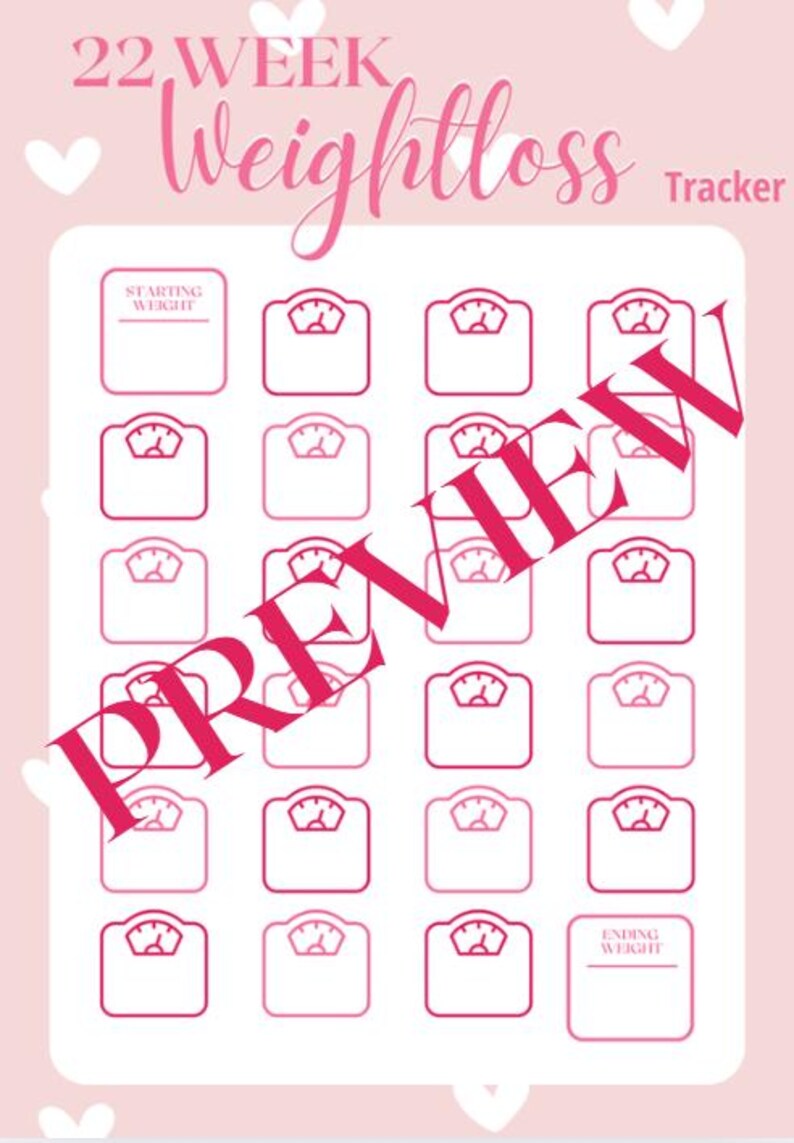 22 Week Weight Loss Tracker - Etsy