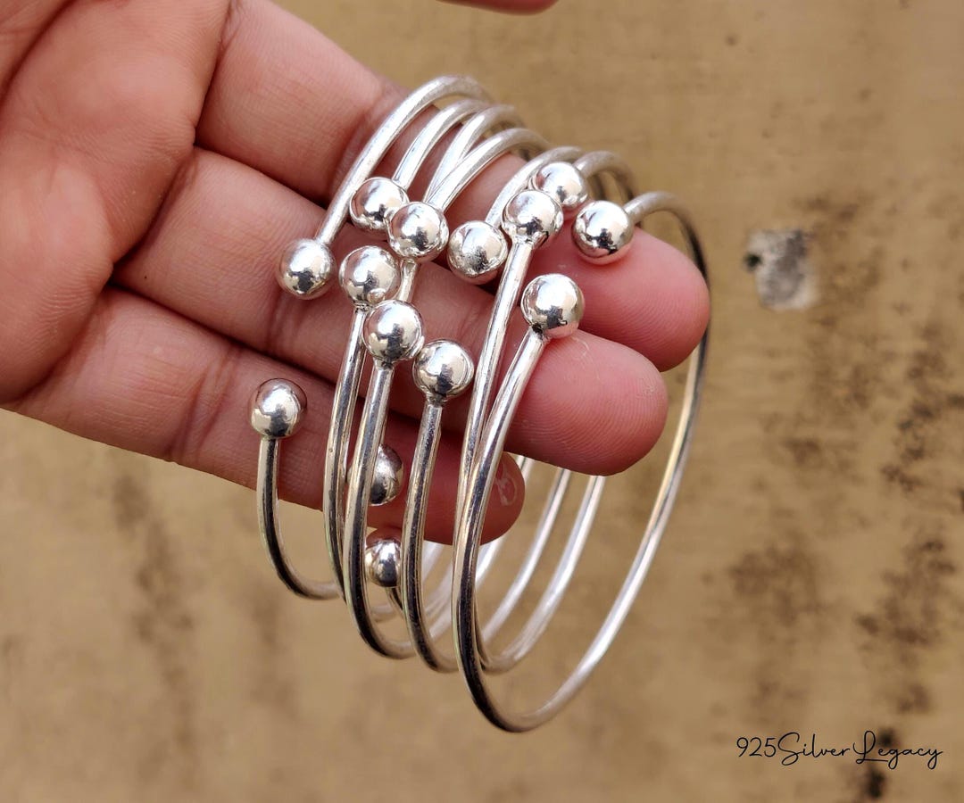 Handcrafted Sterling Silver Bangle Set: West Indian Boho Bangles - Etsy