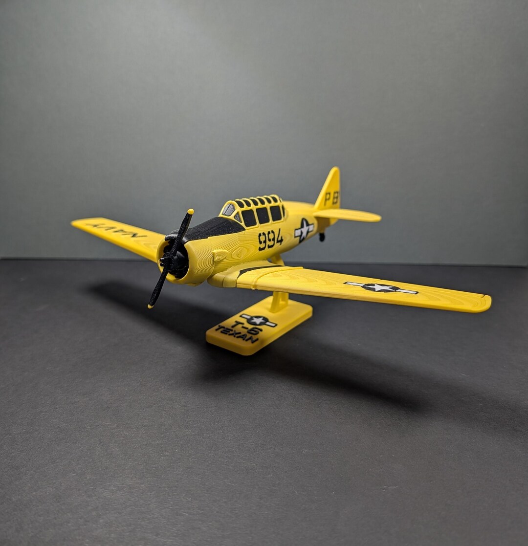 3D Printed T-6 Texan Kit Card Plane Assembly Kit Educational Build Toy ...