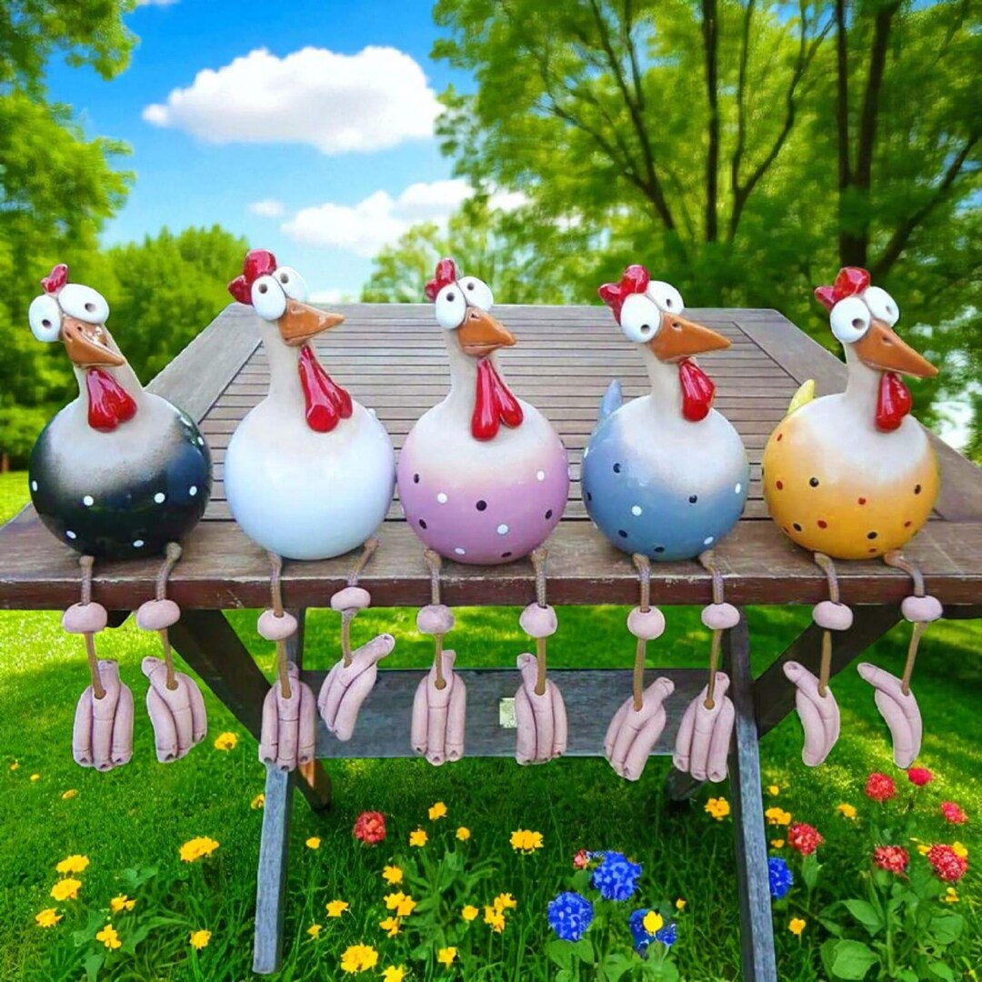 Resin Chicken Figurine: Rustic Rooster Statue, Garden & Home Decor - Etsy