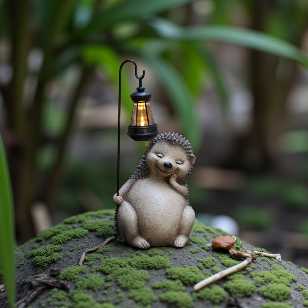 Solar Garden Statue – Cute Resin Animal Figurine With Solar Lantern ...