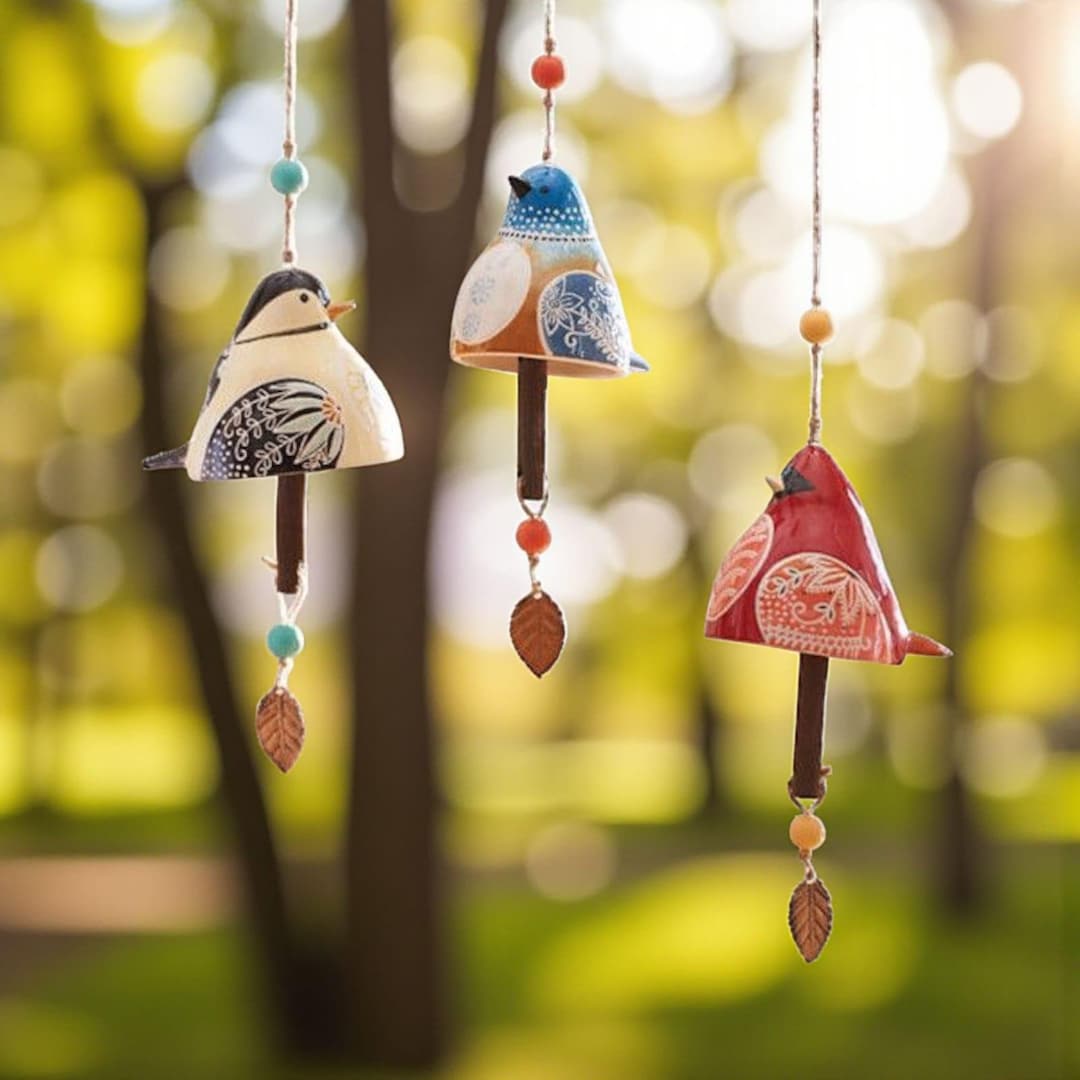 Hand-painted Bird Wind Chimes – Whimsical Outdoor Garden Décor ...