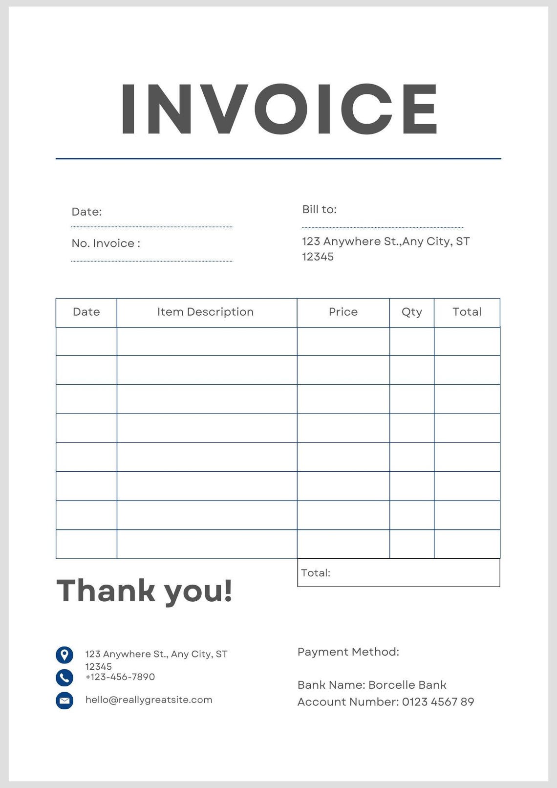 Modern Invoice Template, Editable Invoice, Customized Invoice ...