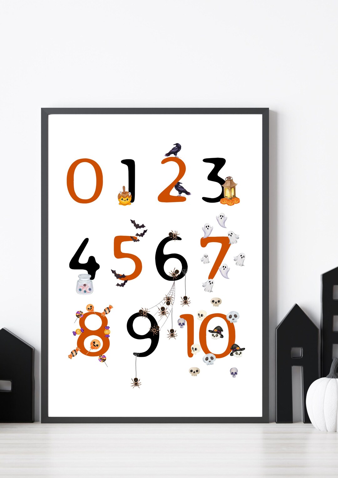 Halloween Number Poster: Watercolor Spooky Kids Decor (digital Download ...