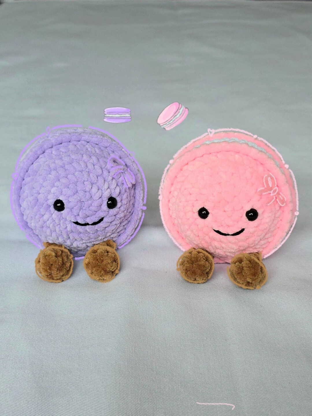 Custom Cute Macaron Plush With Legs | Kawaii Pastel Crochet Plushie ...