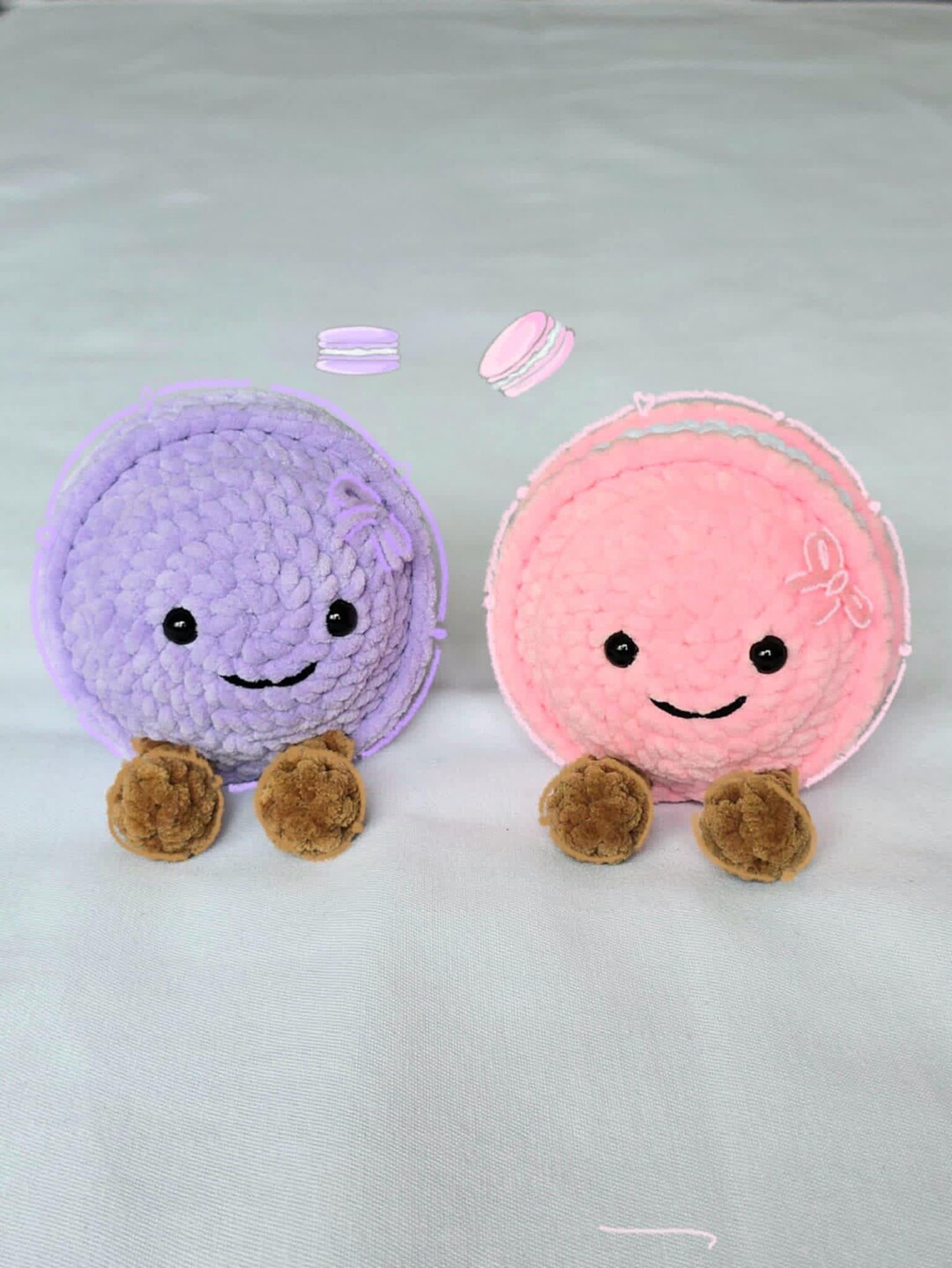 Custom Cute Crochet Macaron Plush With Legs | Kawaii Coquette Plushie ...