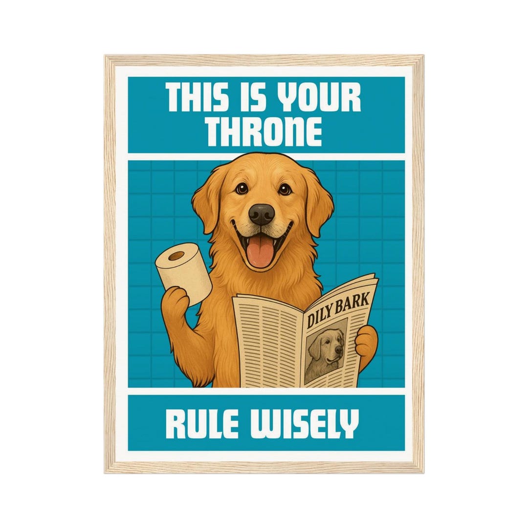 Funny Personalized Dog Poster: Retro Pet Portrait Bathroom Art (digital ...