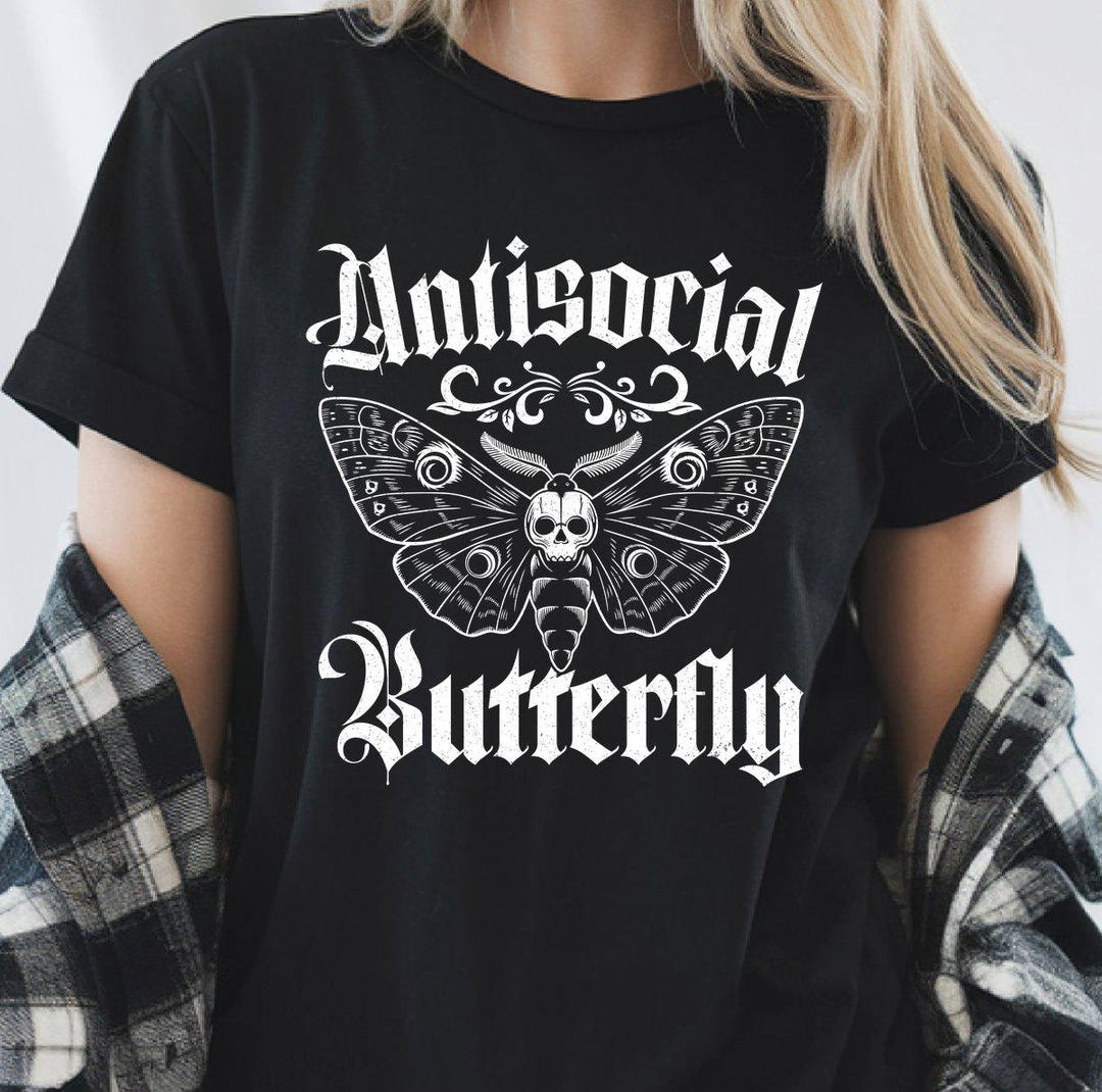 Antisocial Butterfly Gothic Moth Skull Print | Introvert Goth ...