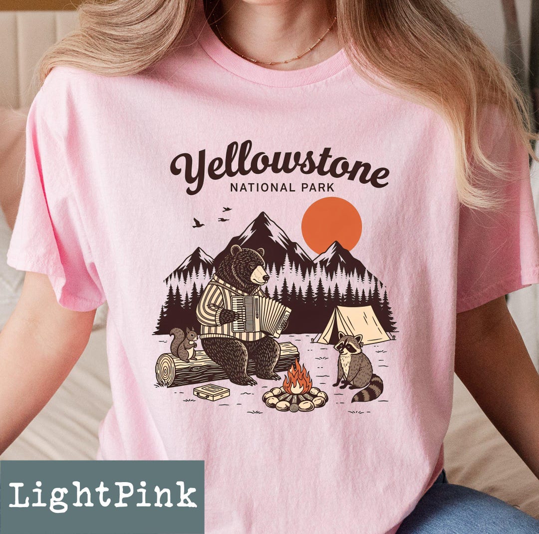 Yellowstone National Park Adventure, Bear Playing Accordion, Vintage ...