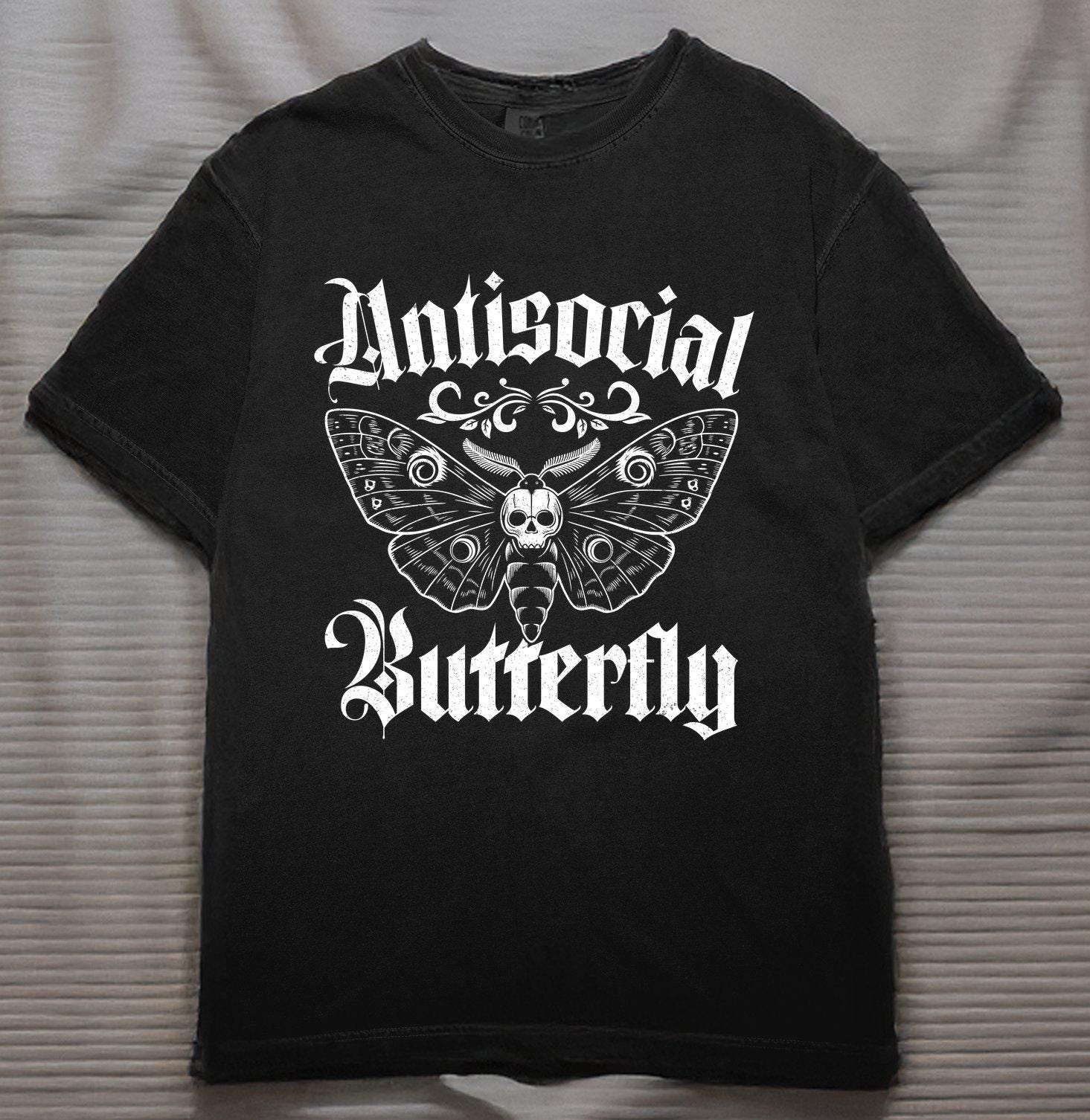 Antisocial Butterfly Gothic Moth Skull Print | Introvert Goth ...
