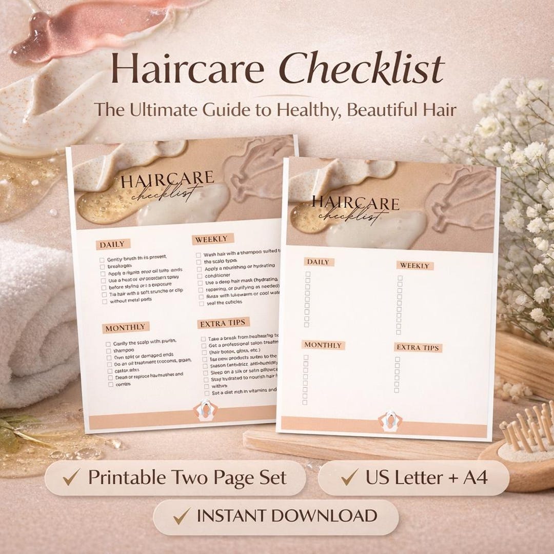 Haircare Routine Checklist – Daily, Weekly, Monthly Planner (printable ...