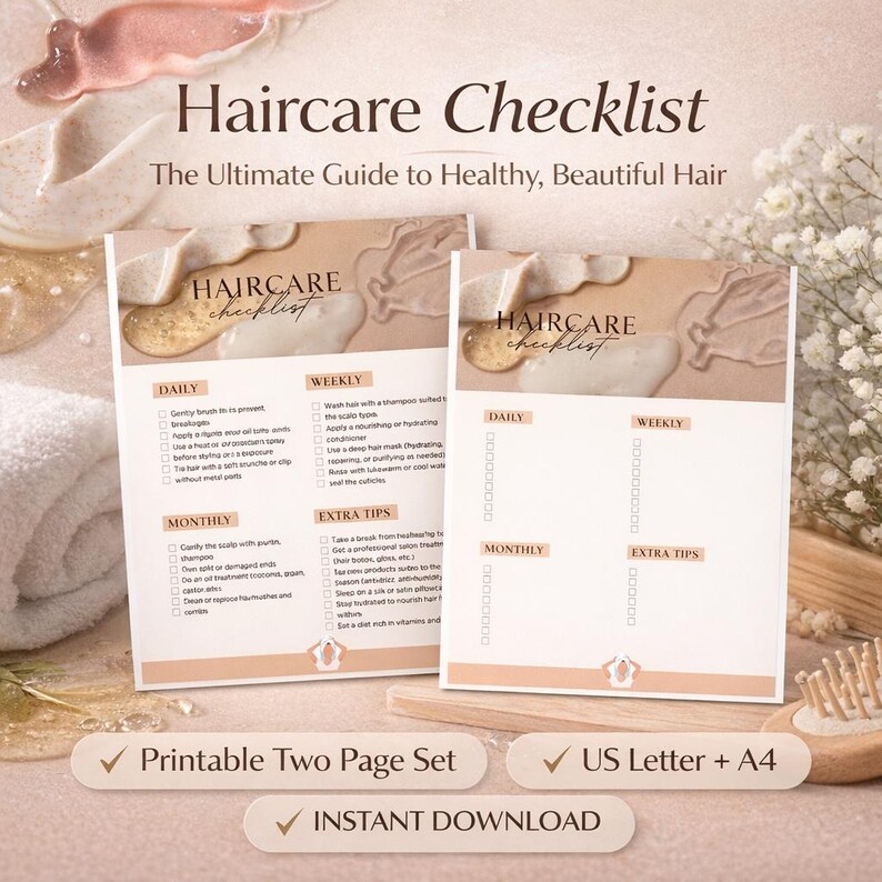 Haircare Routine Checklist – Daily, Weekly, Monthly Planner (printable ...