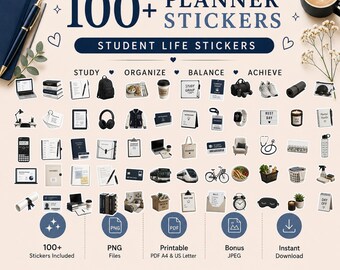 100+ Student Life Stickers |neutral Digital Sticker Bundle for ...