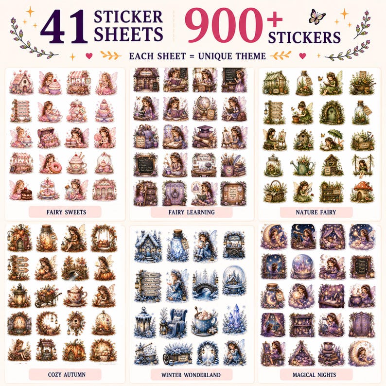 900+ Fairycore Stickers Bundle | Fantasy Planner Stickers PNG ...