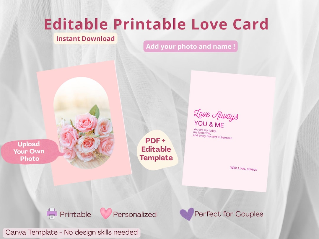 Editable Valentine’s Day Card Template | Canva Love Card | Personalized ...