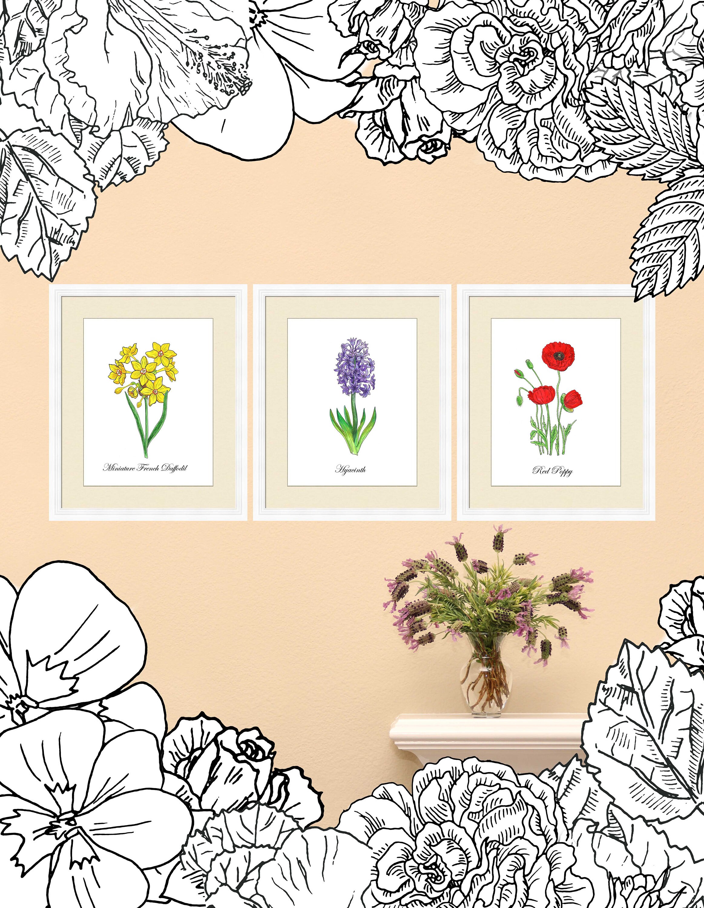 Set of 6 Watercolor Botanical Flowers Prints Daffodil | Etsy