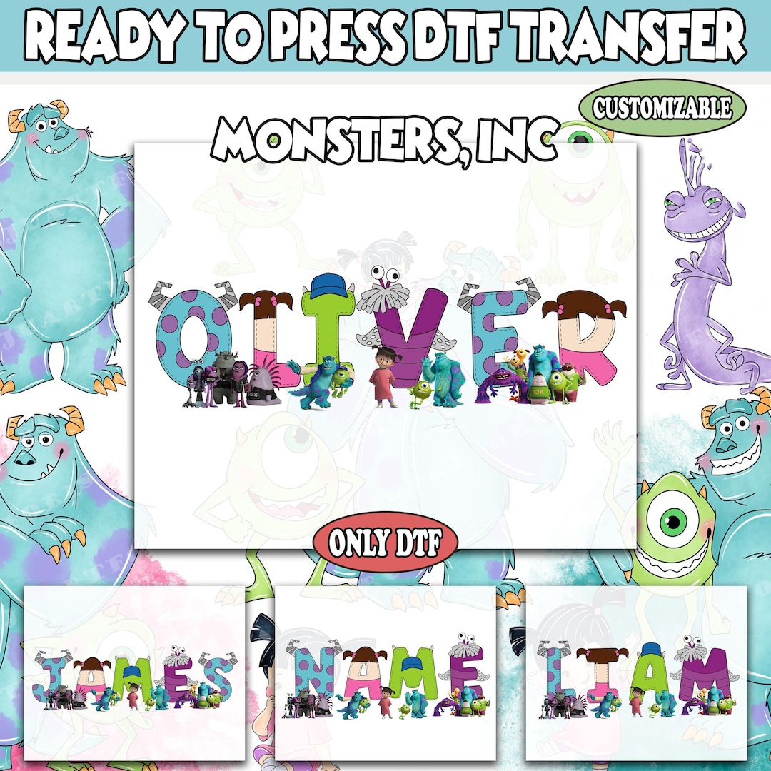 Custom Name Monsters Inc Dtf Transfer, Personalized Disney Mike Sully ...