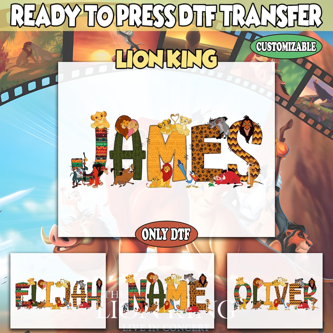 Custom Name Lion King Family Matching Dtf, Disneyland the Lion King Dtf ...