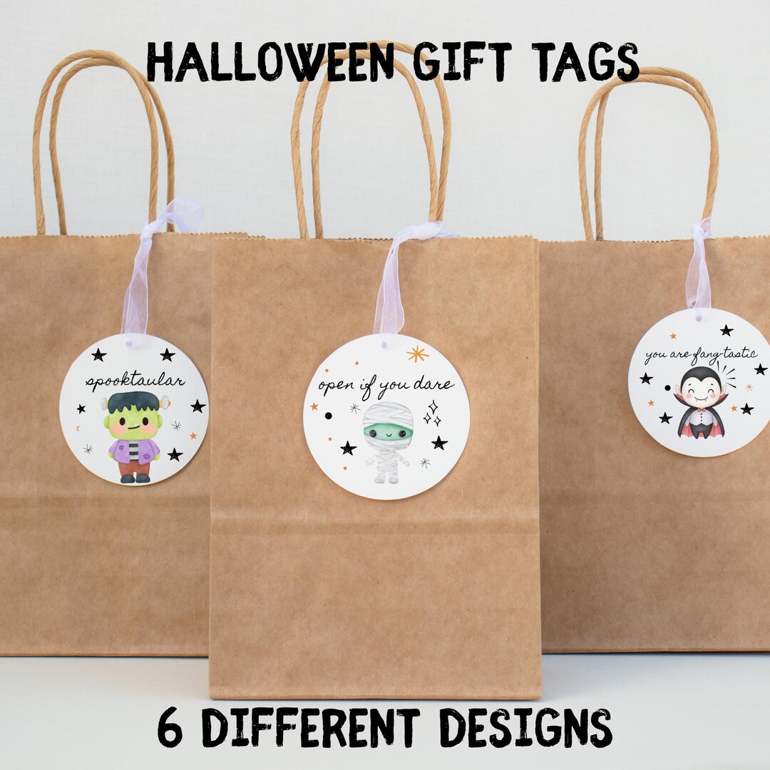 Halloween Gift Tags Printable | Round Trick or Treat Tags | Cute ...