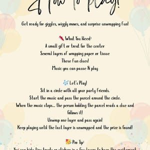 Pass the Parcel Game Clue Cards – Printable Kids Party Game – Fun ...