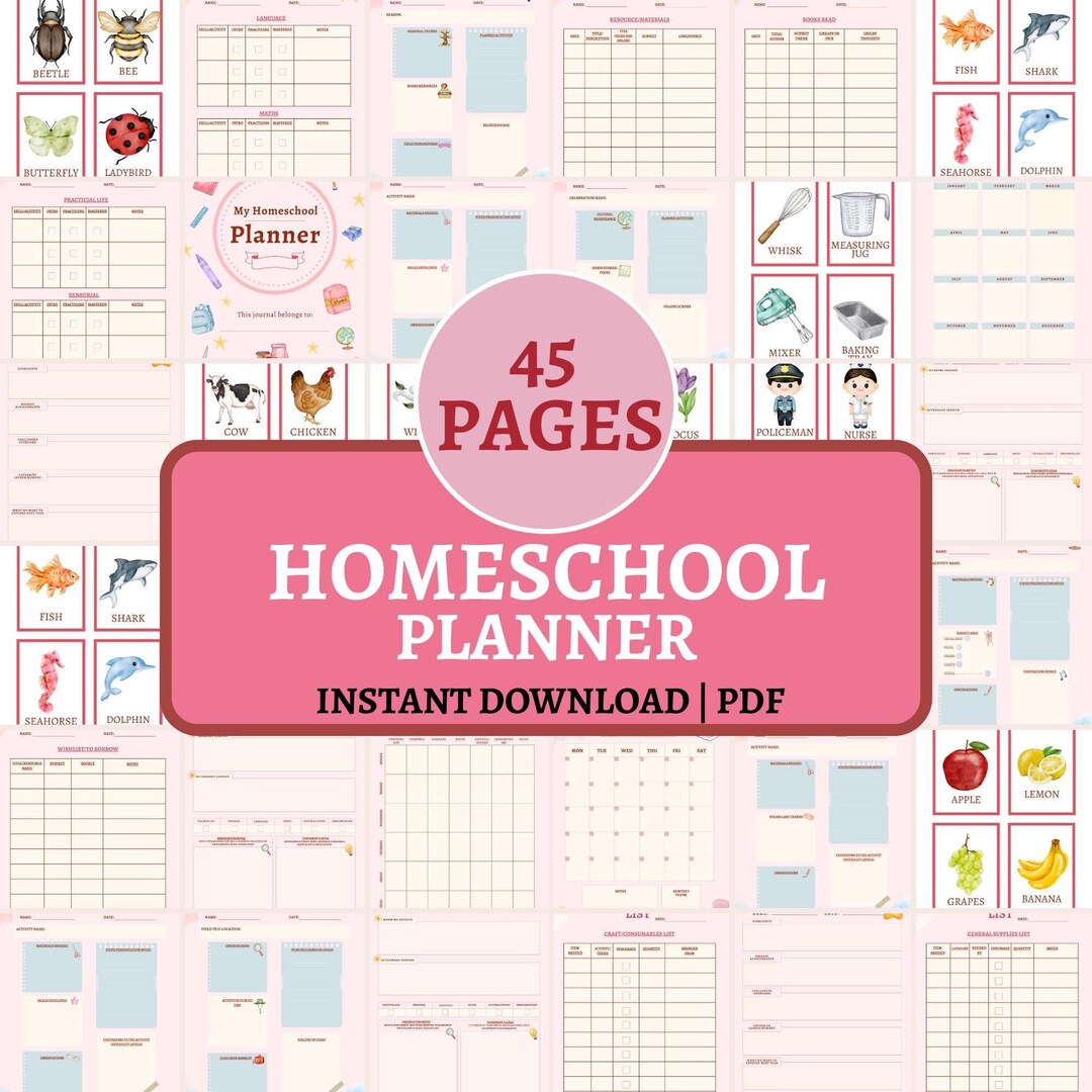 Homeschool Planner Printable Bundle – Montessori Style Watercolor ...