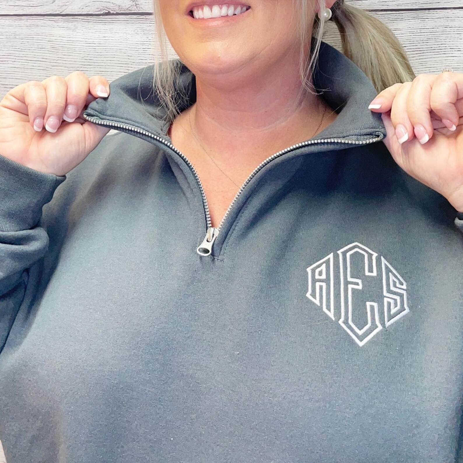 Monogram Quarter Zip Pullover Sweatshirt Christmas Gift for | Etsy