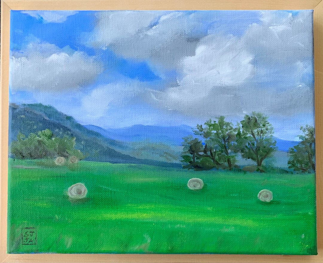 ORIGINAL Oil Painting blue Ridge Virginia Mountains Trees Interesting ...