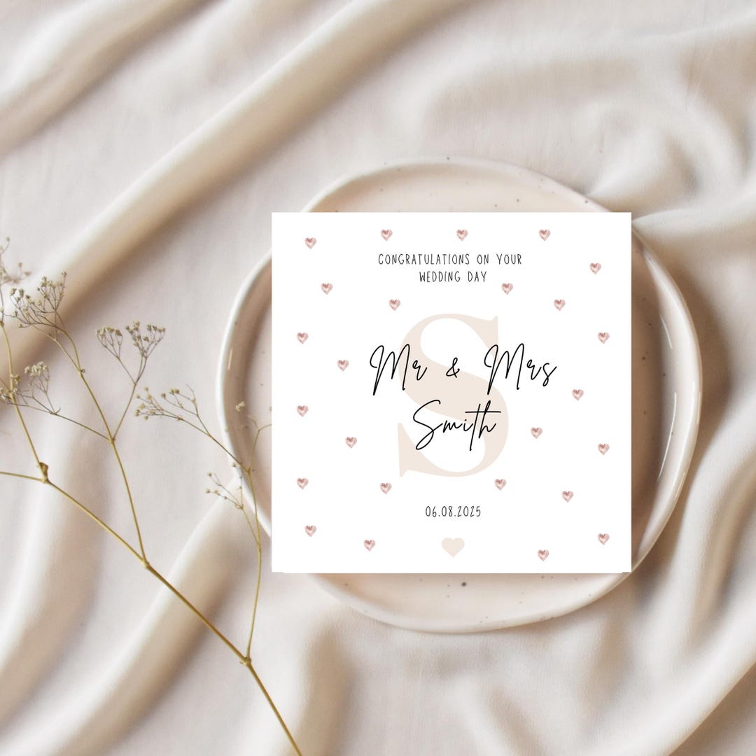 Wedding Card - Initial Heart Design - Personalised - Custom Card for ...