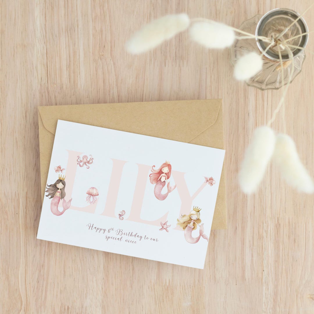 Mermaid Birthday Card - Under the Sea - Mermaid - Personalised - Custom ...