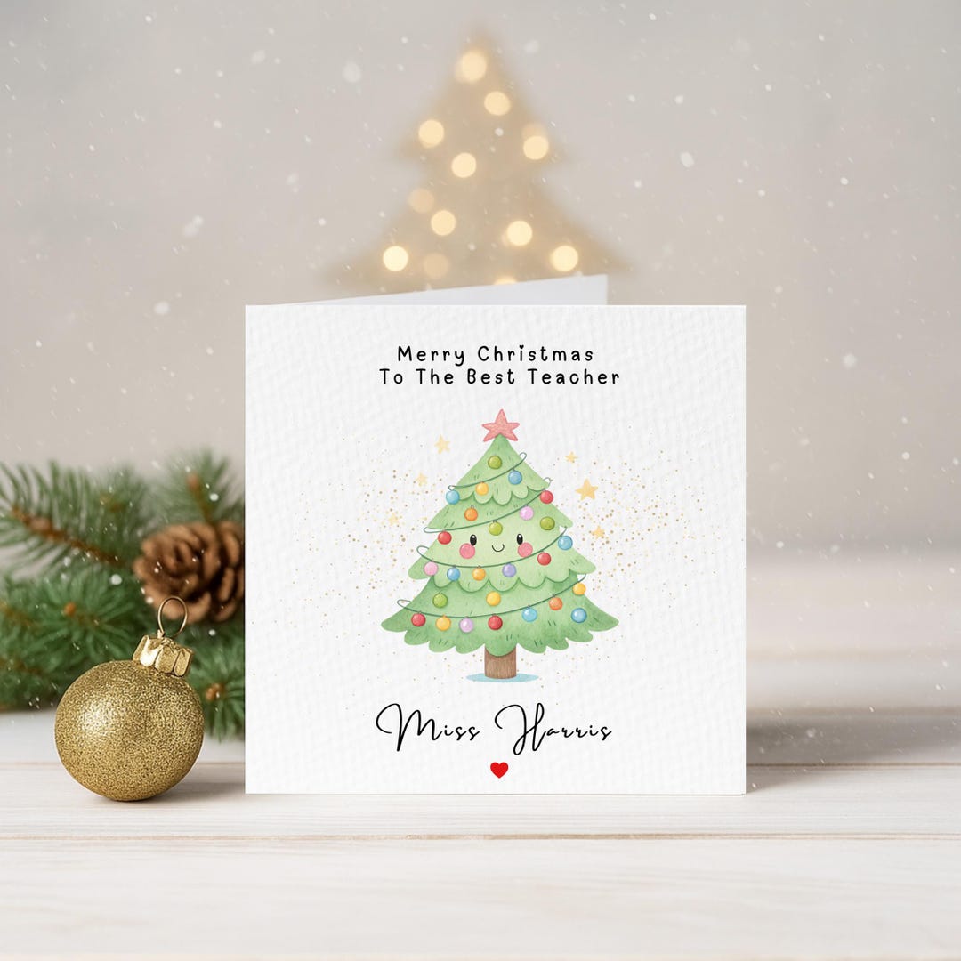 Christmas Card - Teacher Christmas Card - Personalised - Custom Card ...
