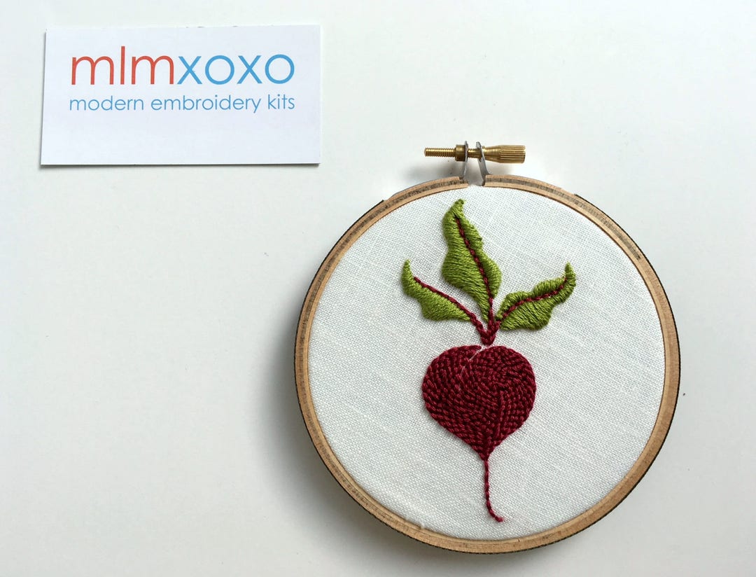 Hand Embroidered Beet. 4" Hoop. Vegetable. Kitchen Decor. Hand ...