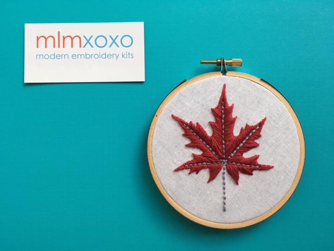 Maple Leaf Embroidery PDF Pattern by Mlmxoxo. Modern | Etsy