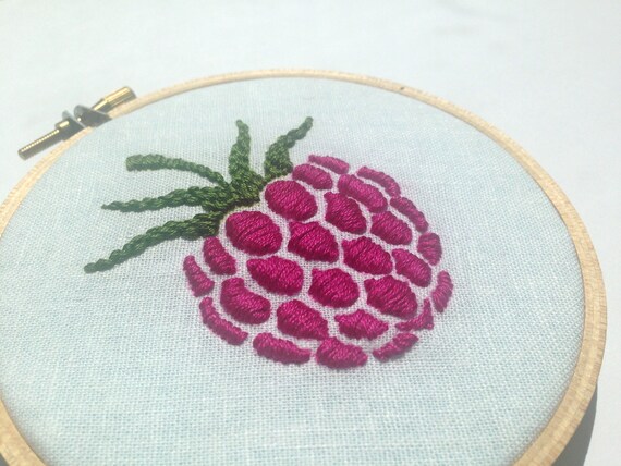 Raspberry PDF Embroidery Design by Mlmxoxo. Modern Embroidery | Etsy