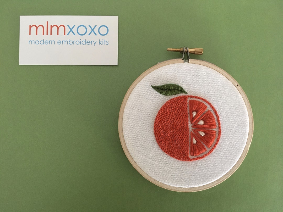 Hand Embroidered Orange. 4" Hoop. Hand Embroidery. Fruit. Hoop Art ...