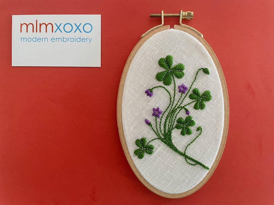 Clover. Hand-embroidered Hoop Art. Embroidered Clover. Embroidered ...