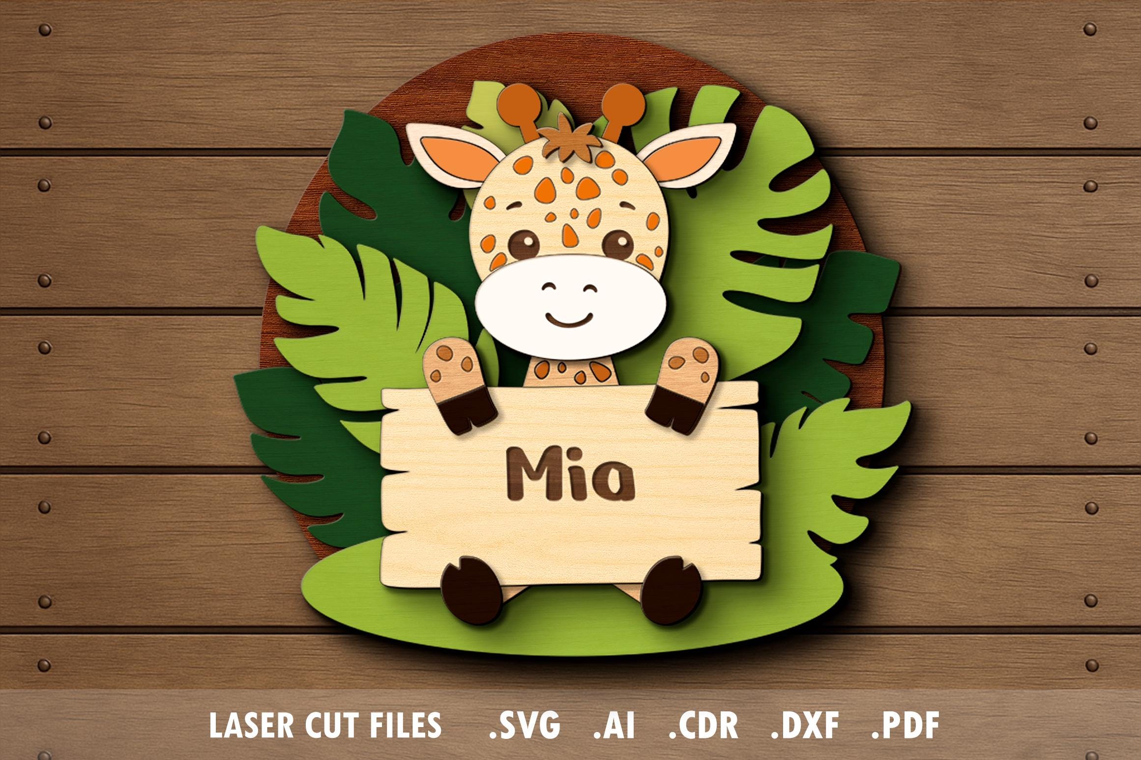Baby Name Sign SVG, Laser Cut Files, Glowforge Project, Giraffe ...