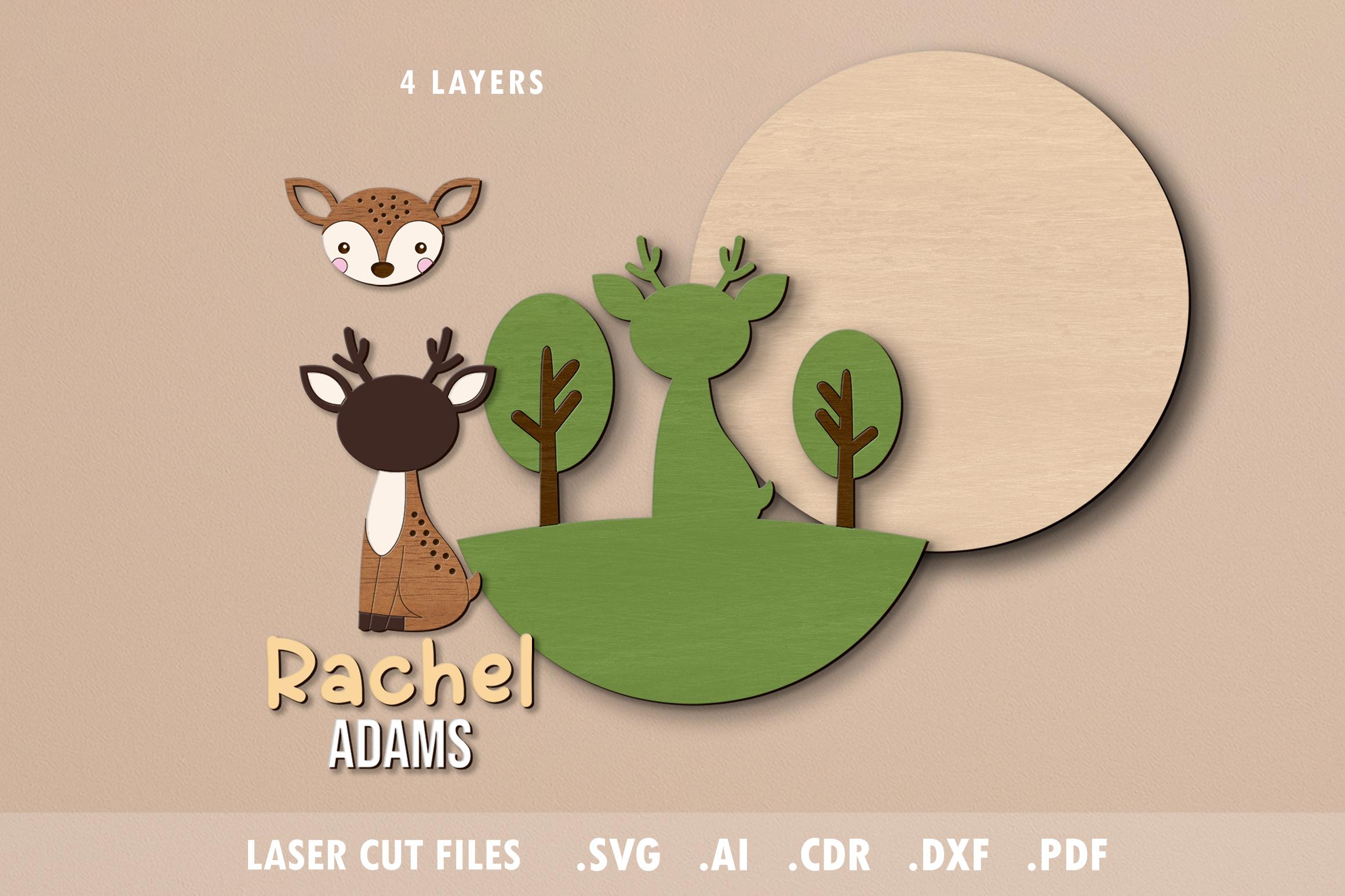 Baby Name Sign SVG, Laser Cut Files, Glowforge Project, Deer, Trees ...