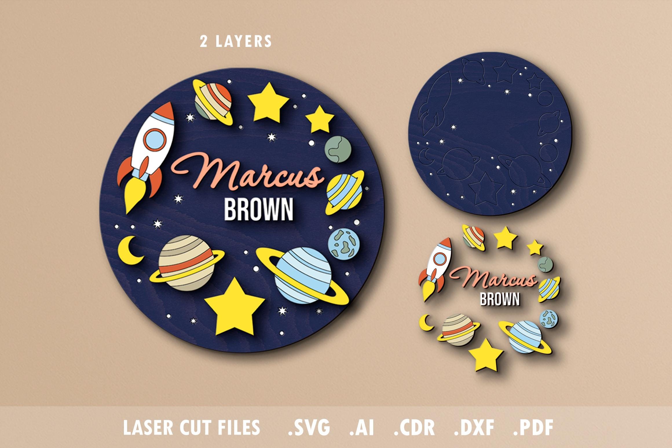 Baby Name Signs SVG Bundle, Laser Cut Files, Glowforge Project, Space ...