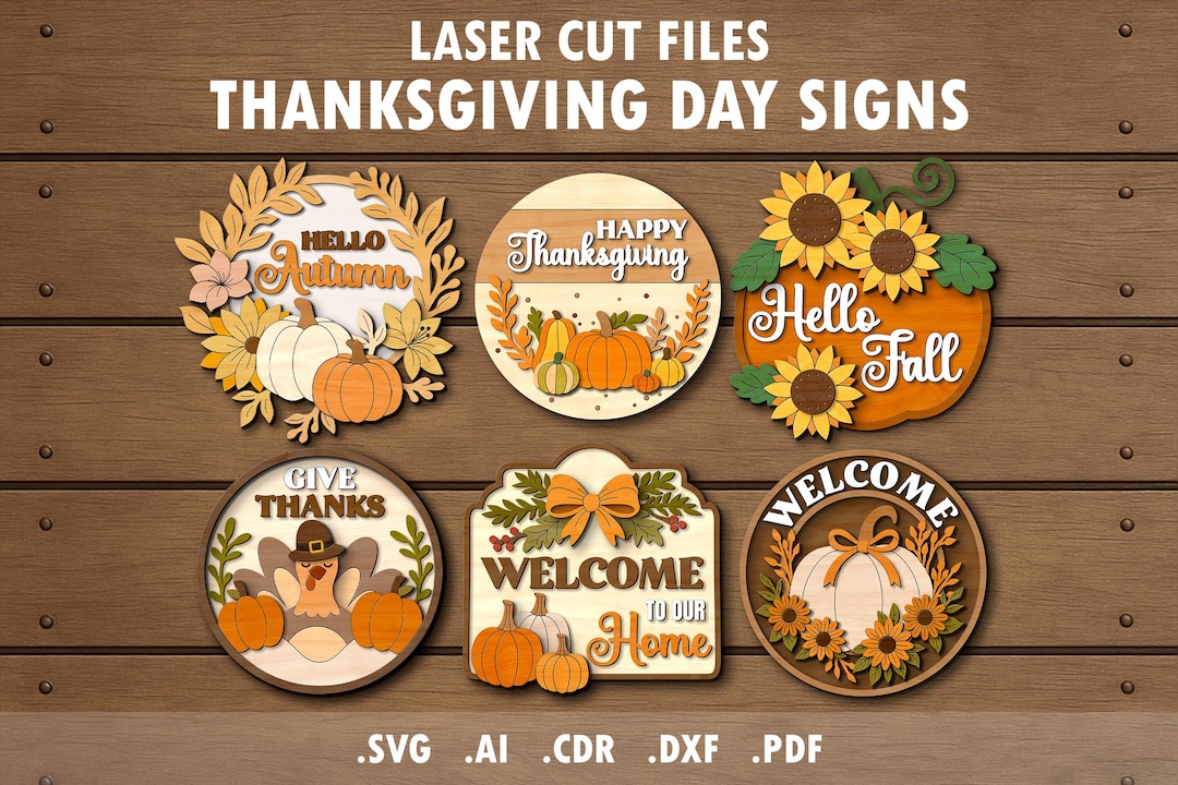 Thanksgiving SVG Bundle, Laser Cut Files, Glowforge Project, Autumn ...