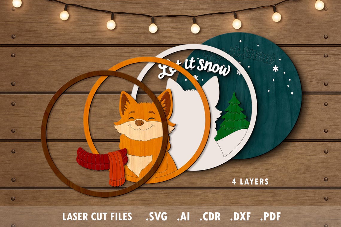 Christmas Sign SVG, Laser Cut Files, Glowforge Project, Fox, Let It ...