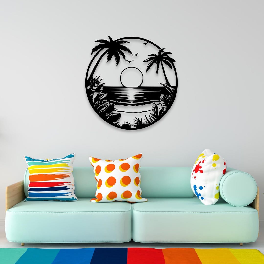 Tropical Metal Wall Art | Coastal Wall Decor | Beach Summer Vibe Wall ...