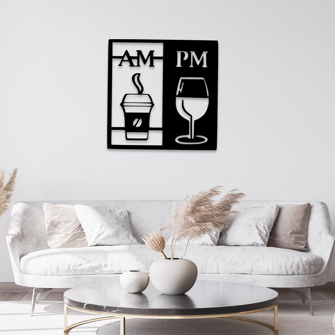 Coffee and Wine Metal Wall Art | AM/PM Bar Decor - Etsy