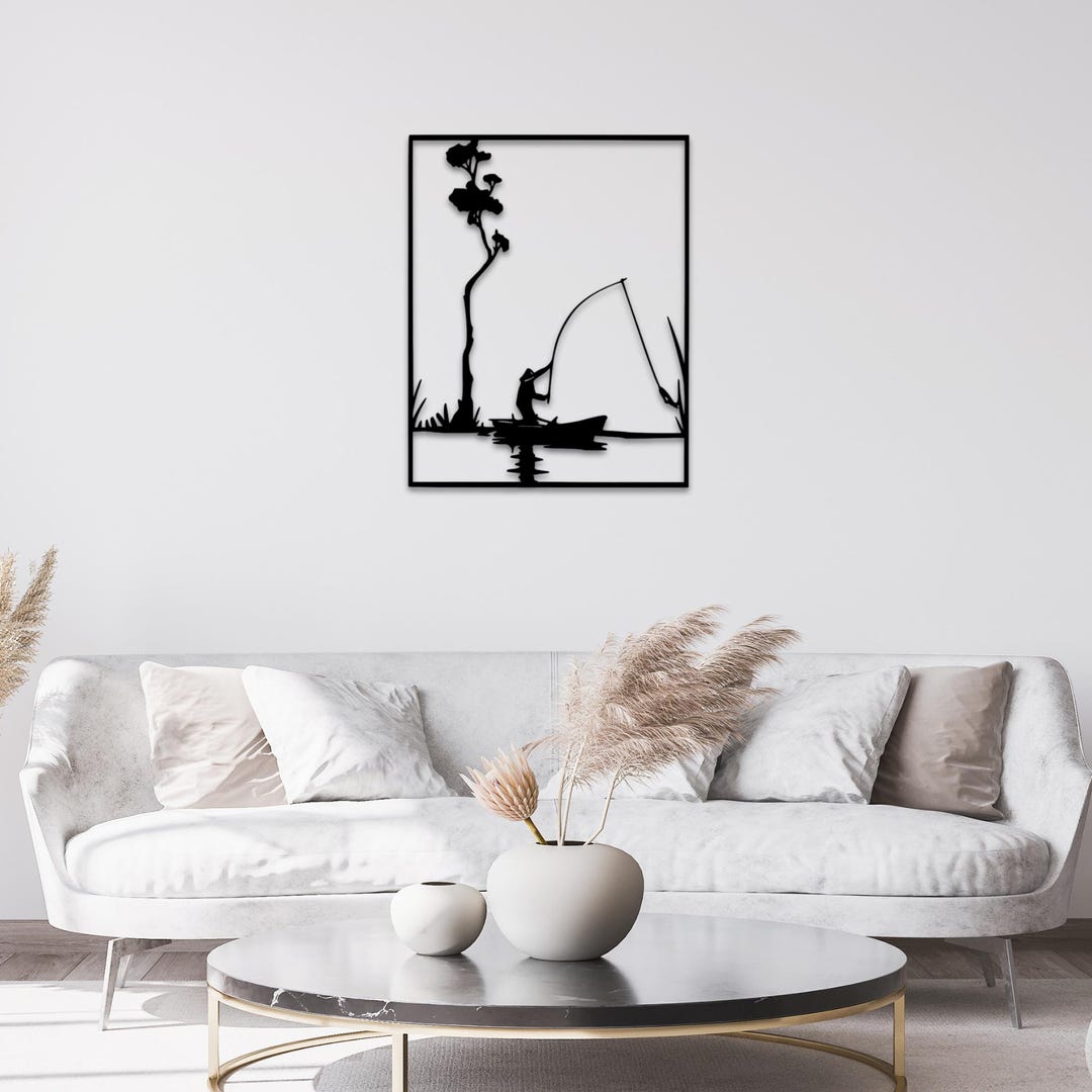 Fisherman Metal Wall Art | Rustic Fishing Decor - Etsy