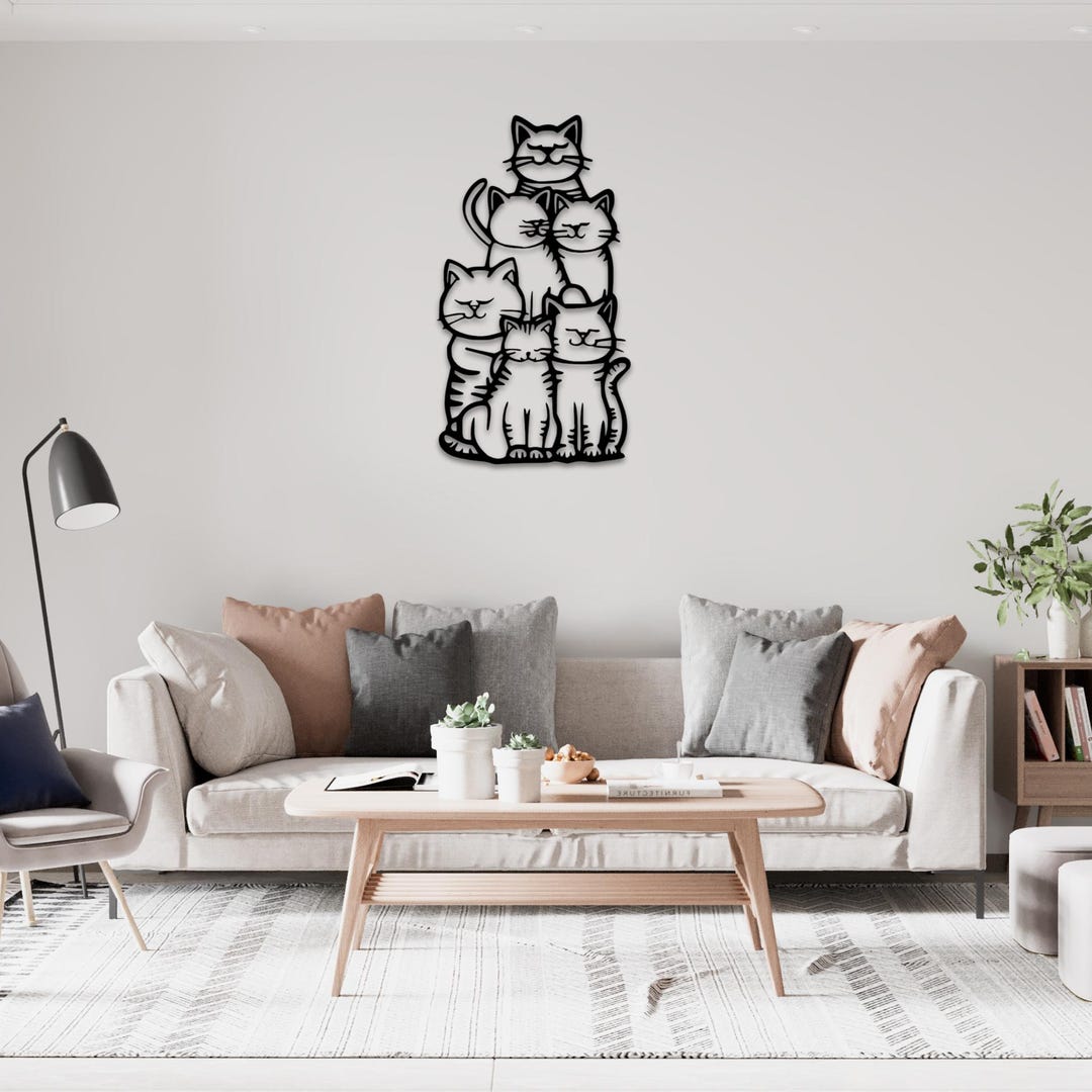 Cats Metal Wall Art | Modern Whimsical Cat Decor - Etsy
