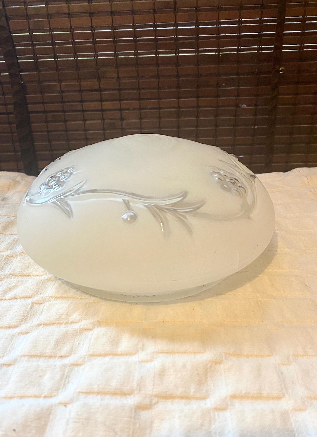 Vintage Frosted Embossed Glass Dome Ceiling Replacement Globe Shade ...
