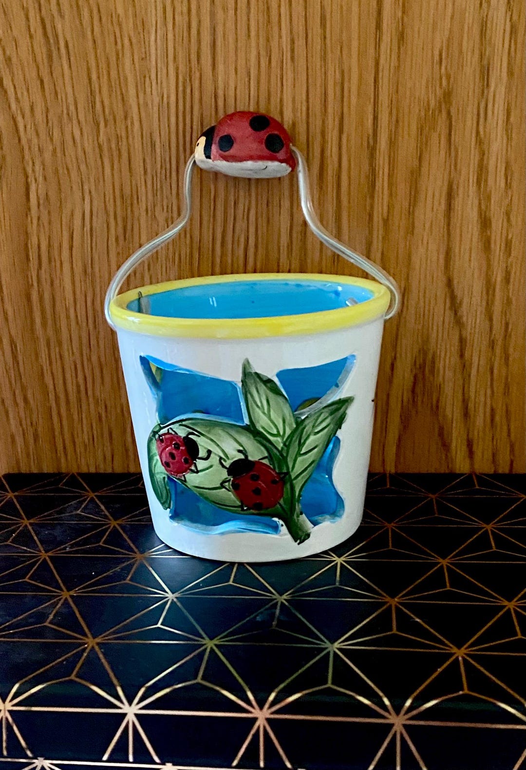 Vintage Lady Bug Ceramic Bucket Planter Free Shipping - Etsy