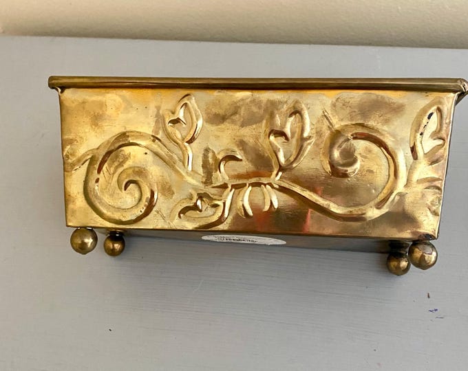 Vintage Brass Rectangular Planter Ball Feet Free Shipping - Etsy