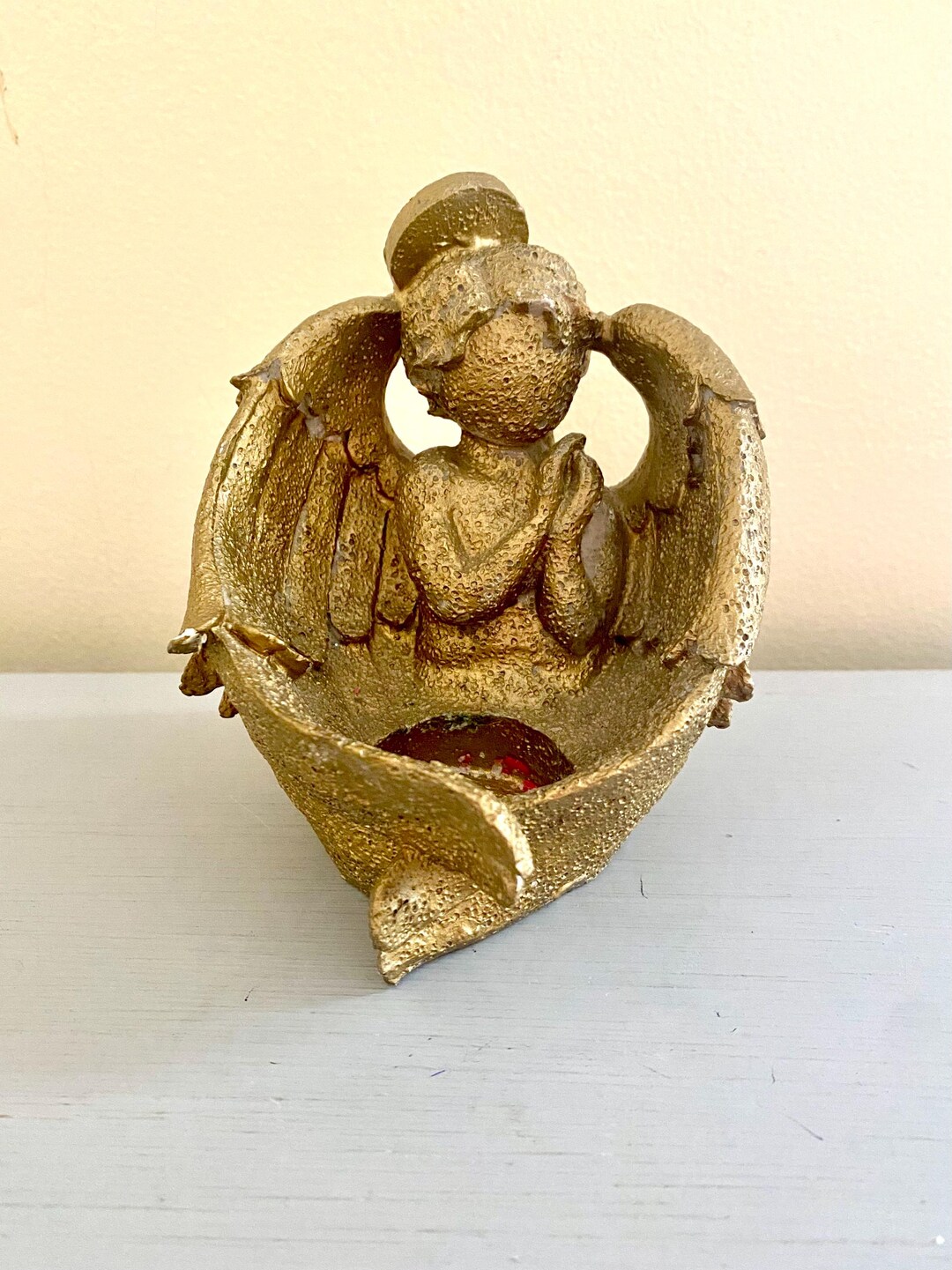 Vintage Angel Sphere Holder: Textured Gold Orb Stand - Etsy