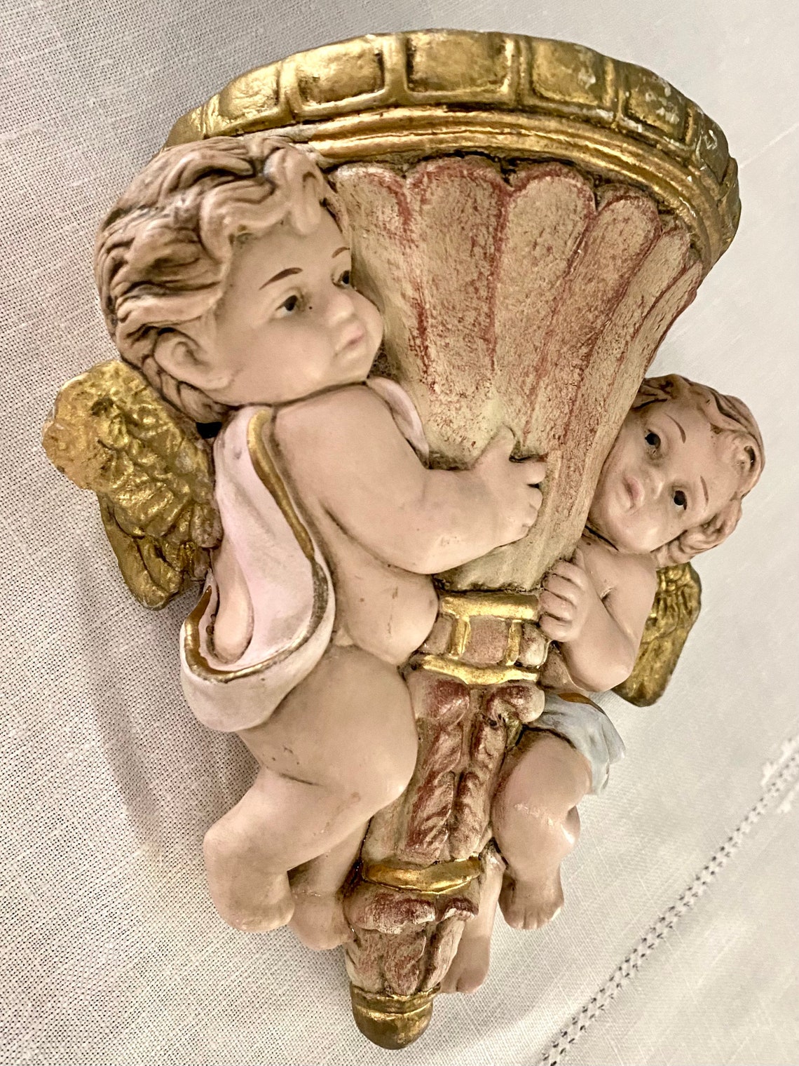 Vintage Pair of Chalkware Cherub Accent Shelves - Etsy