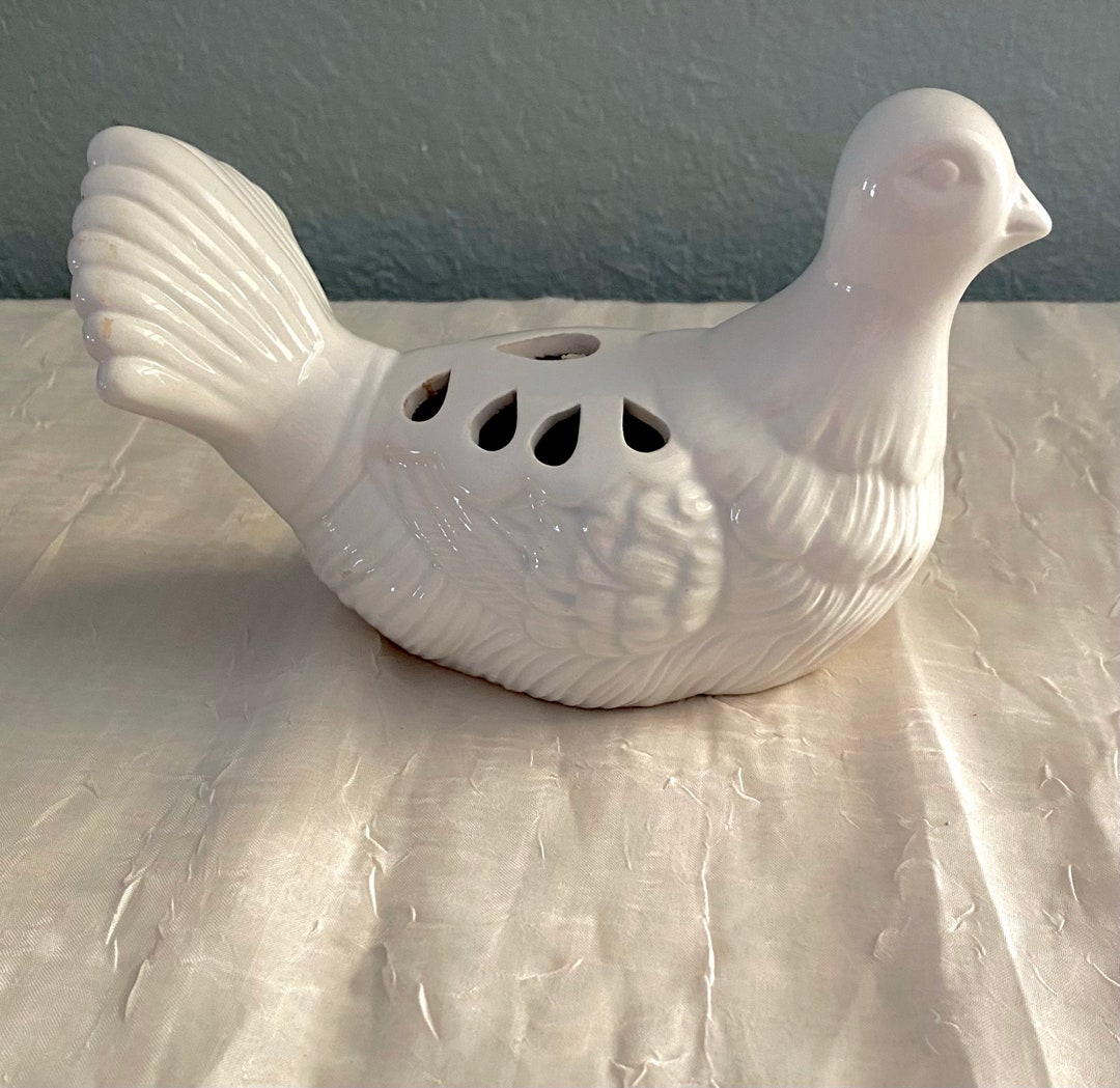 Italian White Dove Ceramic Flower Frog Vase Marked Italy - Etsy